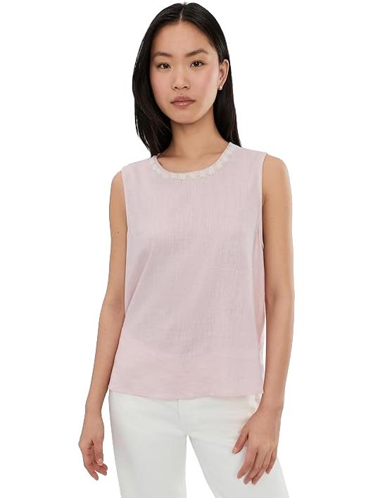 VINCE CAMUTO Vince Camuto Sleeveless Crew Neck Embellished Blouse